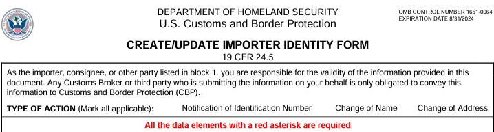 CBP Form 5106 Guide: Creating or Updating an Importer Identity – FAQ ...